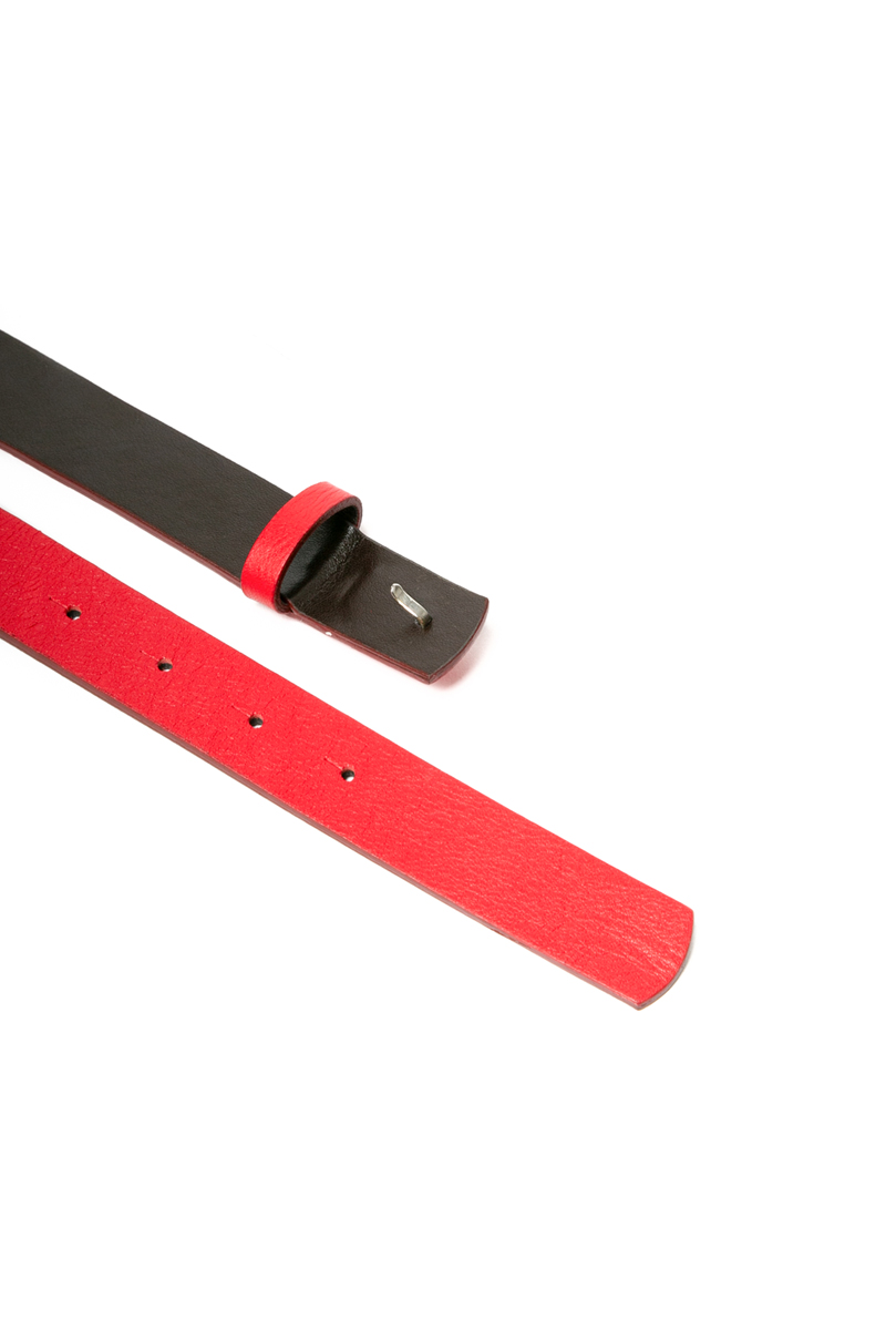 Shop Niu Slim Red Leather Belt | Wait and See